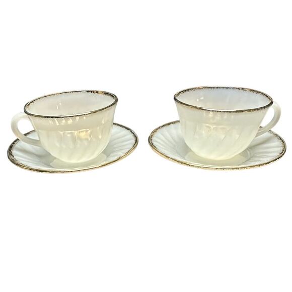 Fire King | Dining | Vintage Fire King Set Of 2 Cup And Saucer Gold ...